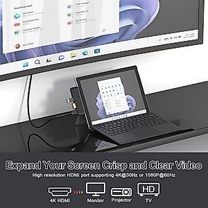 Surface Pro 9/Pro 11 Hub Docking Station Multi Port 6-in-2 with Thunerbolt4 USBC 4K Display 40Gbps Data PD Charging | HDMI | USB3.0 | microSD TF SD Card Reader for Microsoft Surface Pro 9/10/11/X
