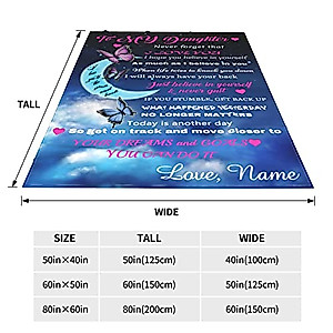 Personalized Custom Name Blanket Love Letter to My Daughter from Dad & Mom, Butterfly Moon Customized Blankets Bed Throws 50x60 Inches