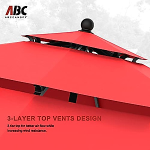 ABCCANOPY Patio Umbrellas 3-Tiers 9FT (Red)