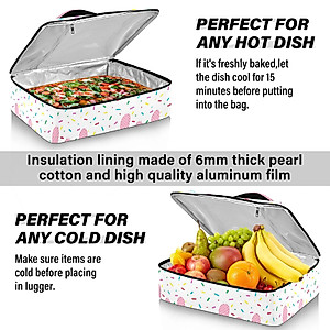 Kcldeci Insulated Thermal Food Carrier Insulated Casserole Carrier for Hot or Cold Food,Ice Cream Melted Insulated Tote Bag for Potluck Cookouts Parties Picnic,Lasagna Lugger