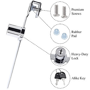 BokWin 4Pcs Sliding Glass Door Ratchet Lock Drawer Display Case Showcase Lock with Chrome Finish，Security (Keyed Alike)