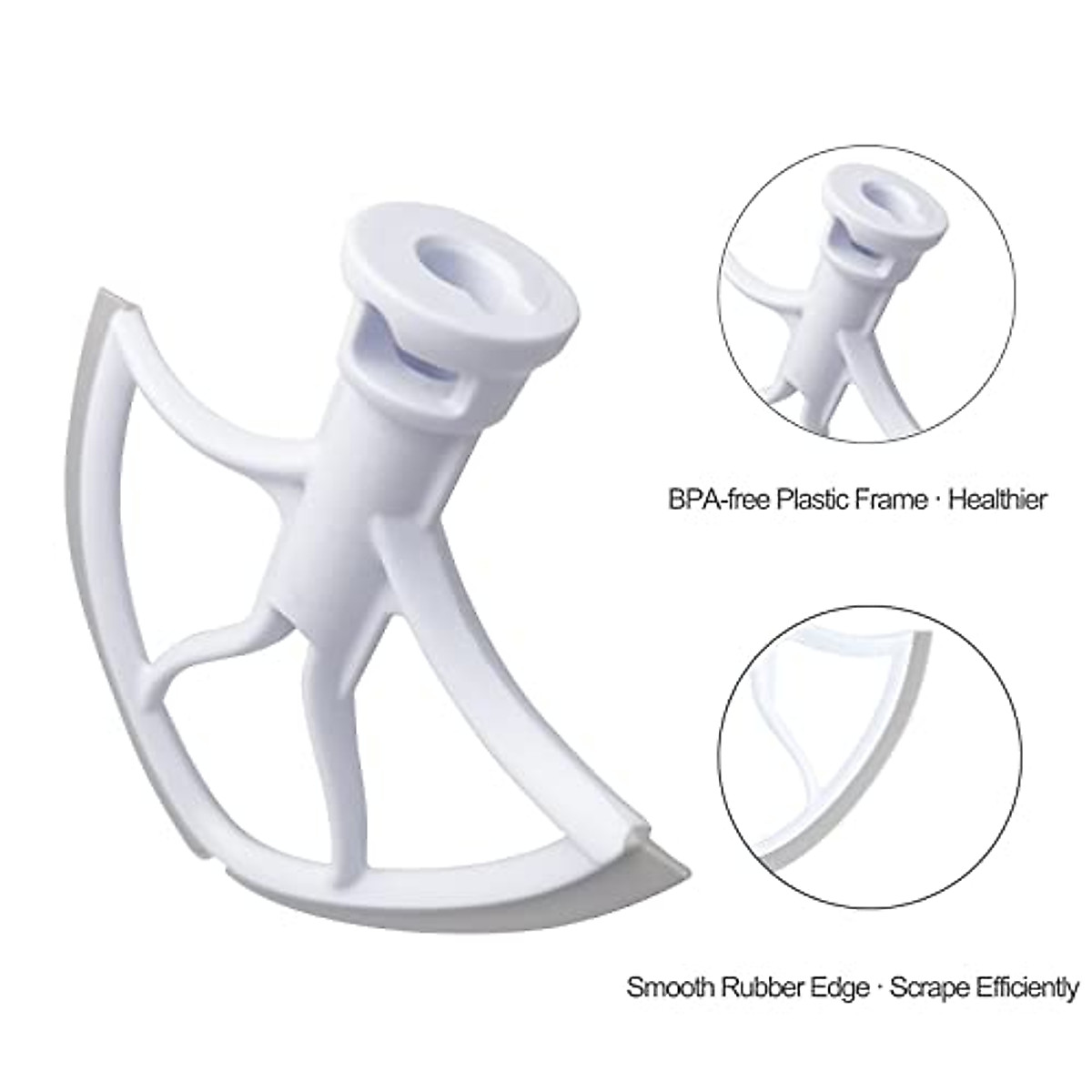 4.5-5 Quart Flex Edge Beater for KitchenAid Tilt-Head Stand Mixer,Upgraded Wing Shape Flat Beater with Flex Edge Bowl Scraper (Flex edge beater grey)