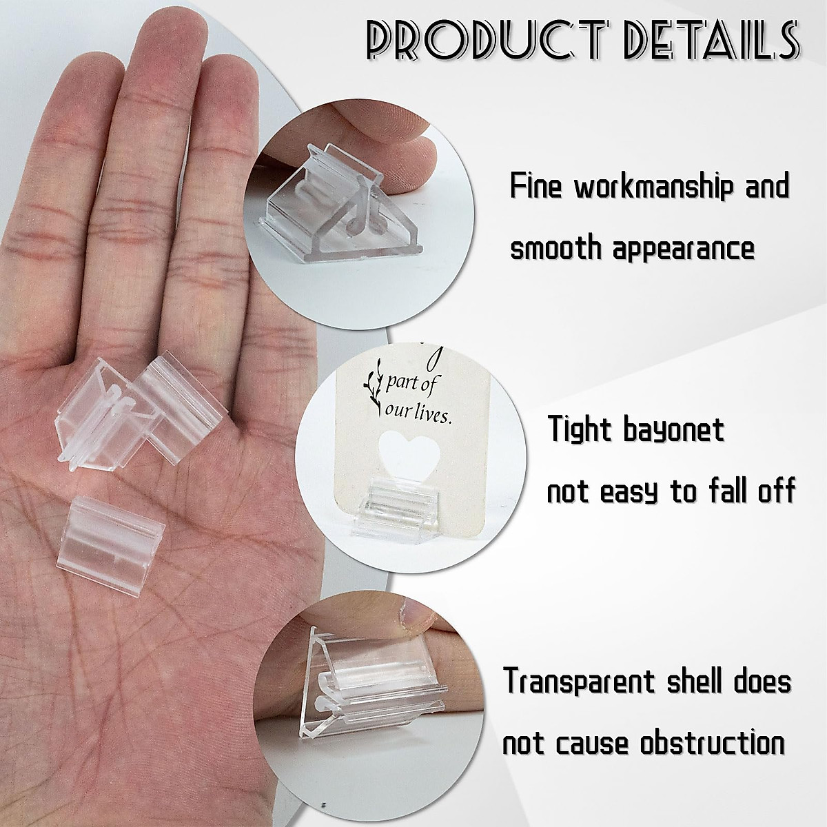 NEETUE 80 Pcs Place Card Holders for Table, Clear Game Card Stands Plastic Game Piece Holder for Wedding Cards, Photos, Party Favor, Pictures Display (Clear)