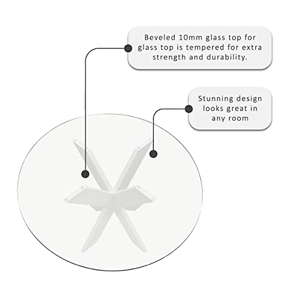 Powell White Wood Glass Top Parnell X Base Dining Table