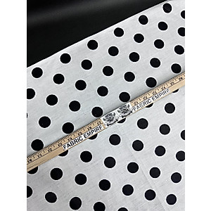 Polycotton Fabric Printed Polka DOTS Black White Background / 60" Wide/Sold by The Yard
