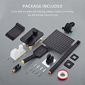 LCEVCGK Shower Faucet Set Complete Matte Black Shower System with 10 inch Square Rainfall Shower Head 3-Function Handheld Shower Waterfall Bathtub Spout Rain Shower Combo Set Bathroom Wall Mounted
