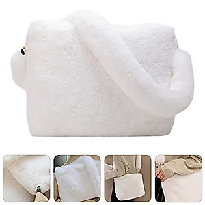 Plush Underarm Bag Fluffy Large Tote Handbag Fashion Color Shoulder Bag Crossbody Messenger Bag for Women Girls