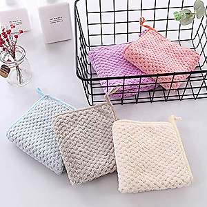 Onlup Hanging Hand Towels，Hand Dry Towels for Kitchen & Bathroom, Super Absorbent Soft Small Hanging Towel Set with Hanging Loop, Machine Washable Towel Fast Drying, Set of 5