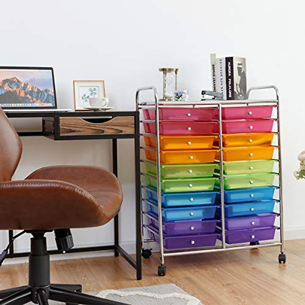 Happygrill 20-Drawer Organizer Cart Tools, Office School Paper Organizer Rolling Storage Cart with wheel