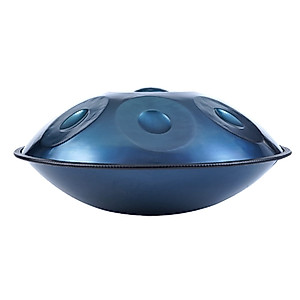 TREELF Handpan Drums Sets D Minor 18 inches Steel Hand Drum with Soft Hand Pan Bag, 2 handpan mallet,Handpan Stand (9 Notes, Blue)