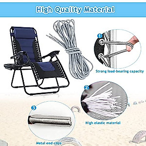 Replacement Cord for Zero Gravity Chair 4 Cord，Universal Replacement Bungee Cord Laces for Antigravity Chair, Lounge Recliners, Patio Lawn Chair, Elastic Chair Repair Kit, Grey