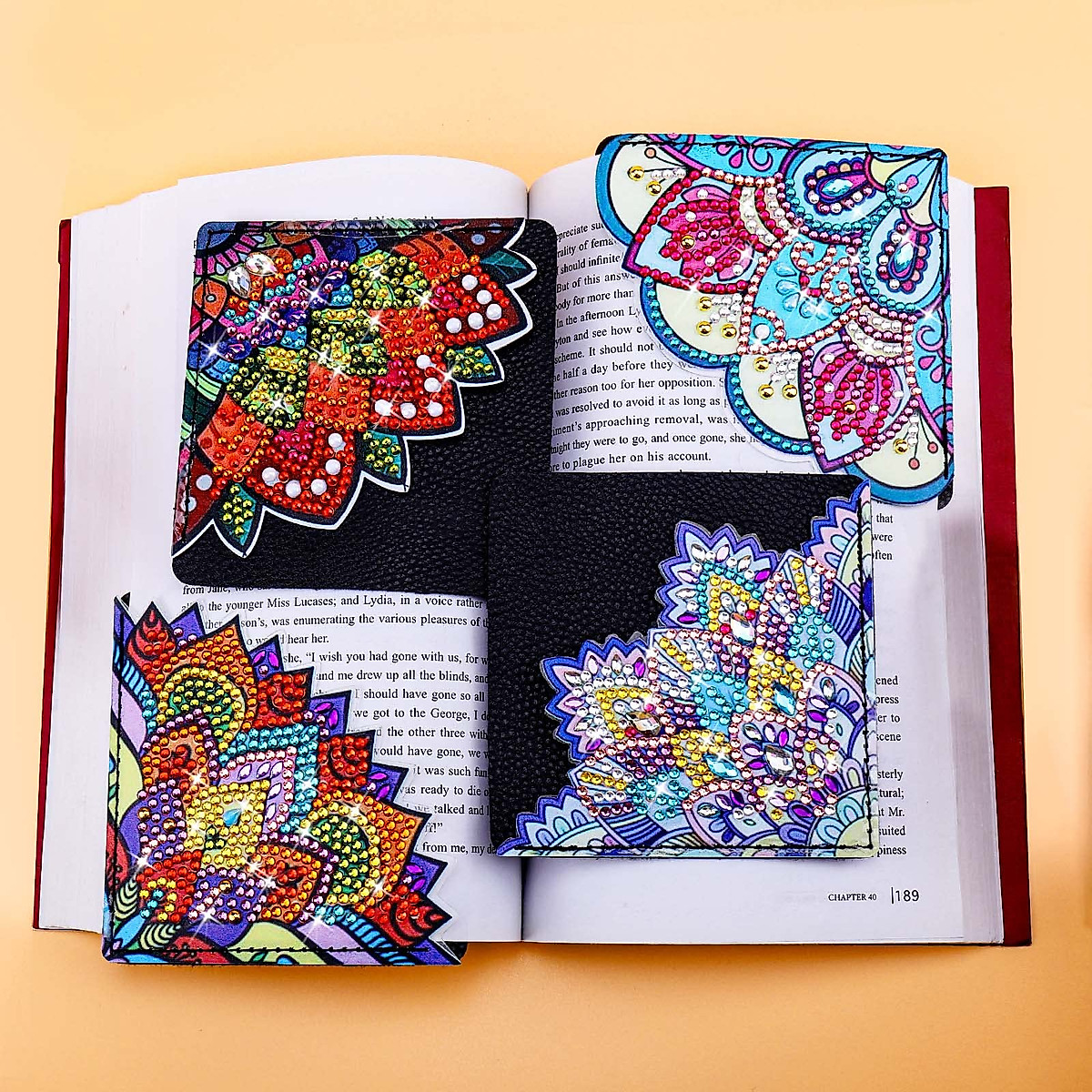 BSRESIN Diamond Art Bookmarks, 4 PCS Cute Diamond Art Bookmarks for Book Lovers, DIY Corner Bookmark Diamond Art Kits for Kids