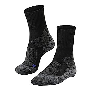 FALKE Men's TK1 Adventure Cool Hiking Socks, Crew, Thick Padding, Cooling, Athletic, Breathable Quick Dry, Lyocell, Black (Black-Mix 3010), 12.5-13.5, 1 Pair