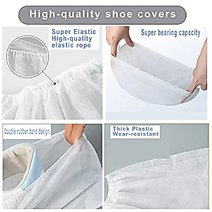 Life-C 100 Pack (50 Pair) Disposable Shoe Cover, White Resistant Boot Covers Non Slip Shoe Booties for Indoors