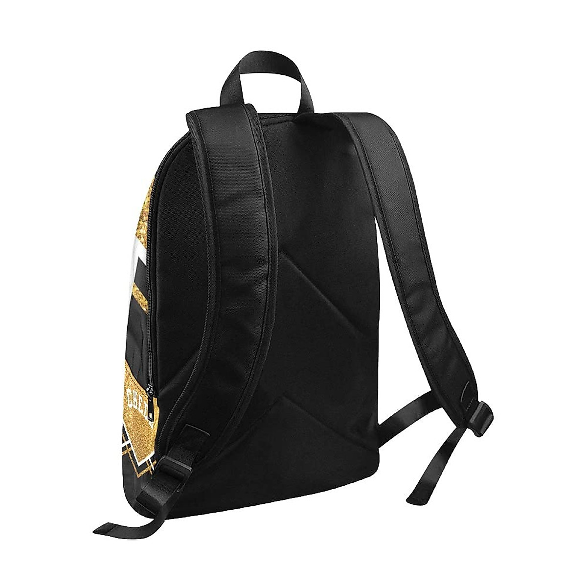 CUXWEOT Personalized Cheerleader Gold Print Backpack with Name Custom Travel Daypack Bag for Man Woman Gifts