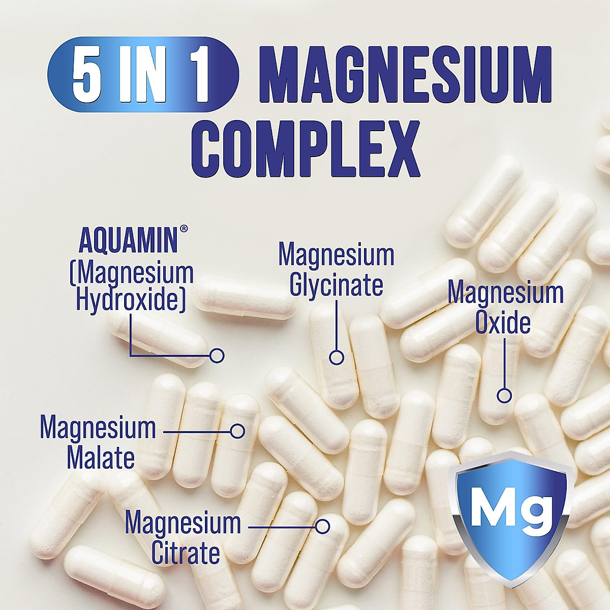 Magnesium Citrate Capsules 500mg with Glycinate, Oxide, Malate, Citrate - for Muscle, Nerve, Bone and Heart Health Support - High Absorption Citrate Complex, Gluten Free, Non-GMO - 120 Capsules