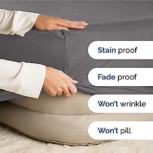 Extra Deep King Fitted Sheet - Hotel Luxury Single Fitted Sheet Only - Easily Fits 18 inch to 24 inch Mattress - Ultra Soft, Wrinkle & Fade Free w/Extra Deep Pockets - Breathable & Comfy - Dark Grey