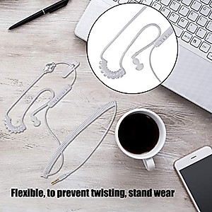 Hakeeta Single Earbud, Ear-Hook Earphone, Wired Earpiece, with Microphone, 1.2M, Spiral air Transparent Tube, in Ear, Lightweight, Monaural, Comfortable, 3.5mm, for Security Sport Hotels
