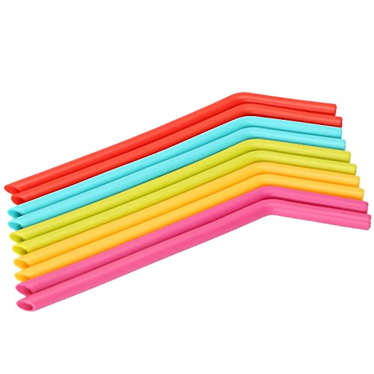 12 Pack Reusable Silicone Drinking Straws for 20 or 30oz Bottles- Flexible Straw with 2pc Cleaning Brushes BPA Free Multicolor (Diameter 7mm+10mm)