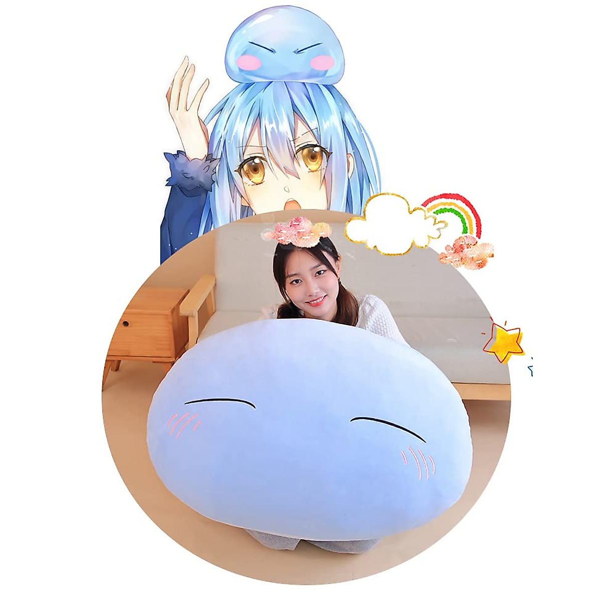 Douzeur 17.6 in Rimuru Tempest Plush Toys Anime That Time I Got Reincarnated As A Slime Rimuru Tempest Pillow for Children Baby Model Number
