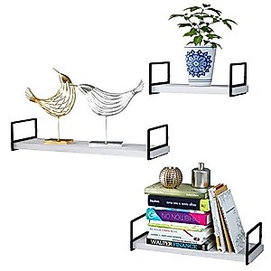 Minggoo Floating Shelves Wall Mounted Set of 3 (White)