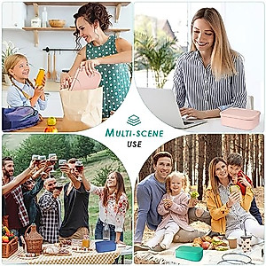 Keweis Silicone Food Storage Container, 47Oz Bento Lunch Box Silicone Containers with Lids, Hard-Shell Silicone, Airtight, Microwave, Dishwasher and Freezer Safe (Green)