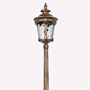 Classic Vintage Glass Lantern Column Lamp Lawn Lights Retro Outdoor Waterproof Aluminum Metal Patio Street Light Traditional Victoria Floor Post Lamp Garden Landscape Decor P