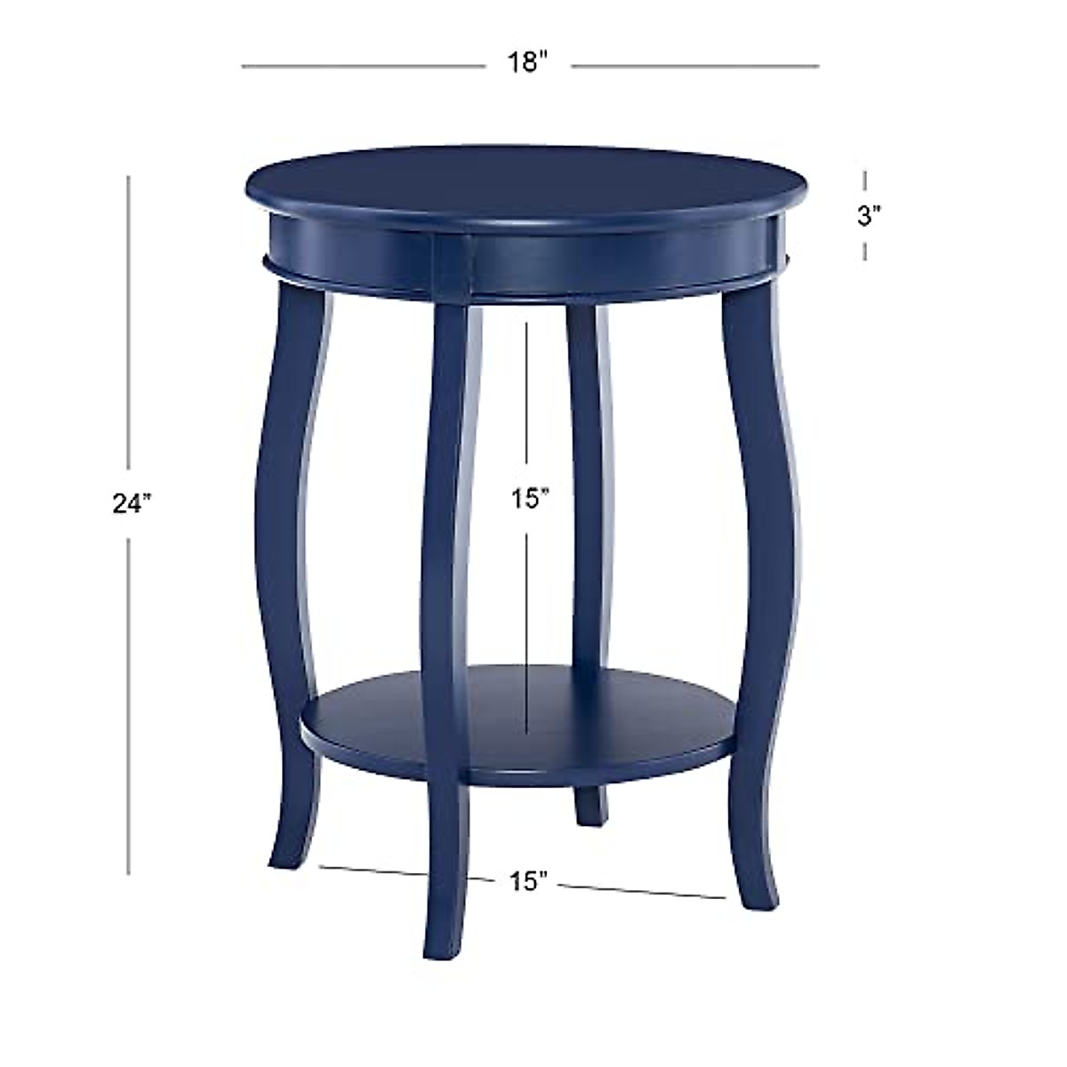 Powell Navy Blue Shapely Legs and Shelf Phipps Round Side Table