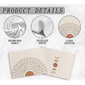 NOQL Boho Abstract Sun Sunrise Sunburst Sunshine and Moon Phase Kitchen Towels and Dishcloths Sets of 2,Boho Absorbent Drying Cloth Hand Towels Tea Towels for Bathroom Kitchen,16×24 inches