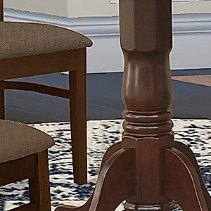 East West Furniture Dublin 5 Piece Set Includes a Round Dining Room Table with Dropleaf and 4 Linen Fabric Upholstered Chairs, 42x42 Inch, Espresso