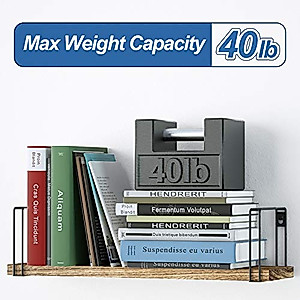 SRIWATANA Rustic Floating Shelves, Hanging Shelves Wall Mount Set of 3, 17 Inch Wood Shelves for Decor, Bedroom, Bathroom, Laundry Room, Living Room, Kitchen, Office - Carbonized Black