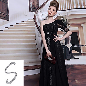 Letter Brooch Pins Initial Rhinestone Brooch for Women Crafts Silvery D