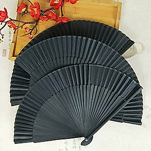 1pc Folding Large Fan: Wedding Fashion Tassel Chinese Fan, Men Picnic, Retro Style Handmade Outdoor Bone Fabric Tassels Foldable Handheld Part, Summer Dance Party Women Bag Fans fan ( Color : Black ,