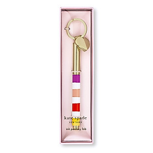 Kate Spade New York Metal Ink Pen Key Fob, Black Ink Ballpoint Keychain Pen (Candy Stripe)