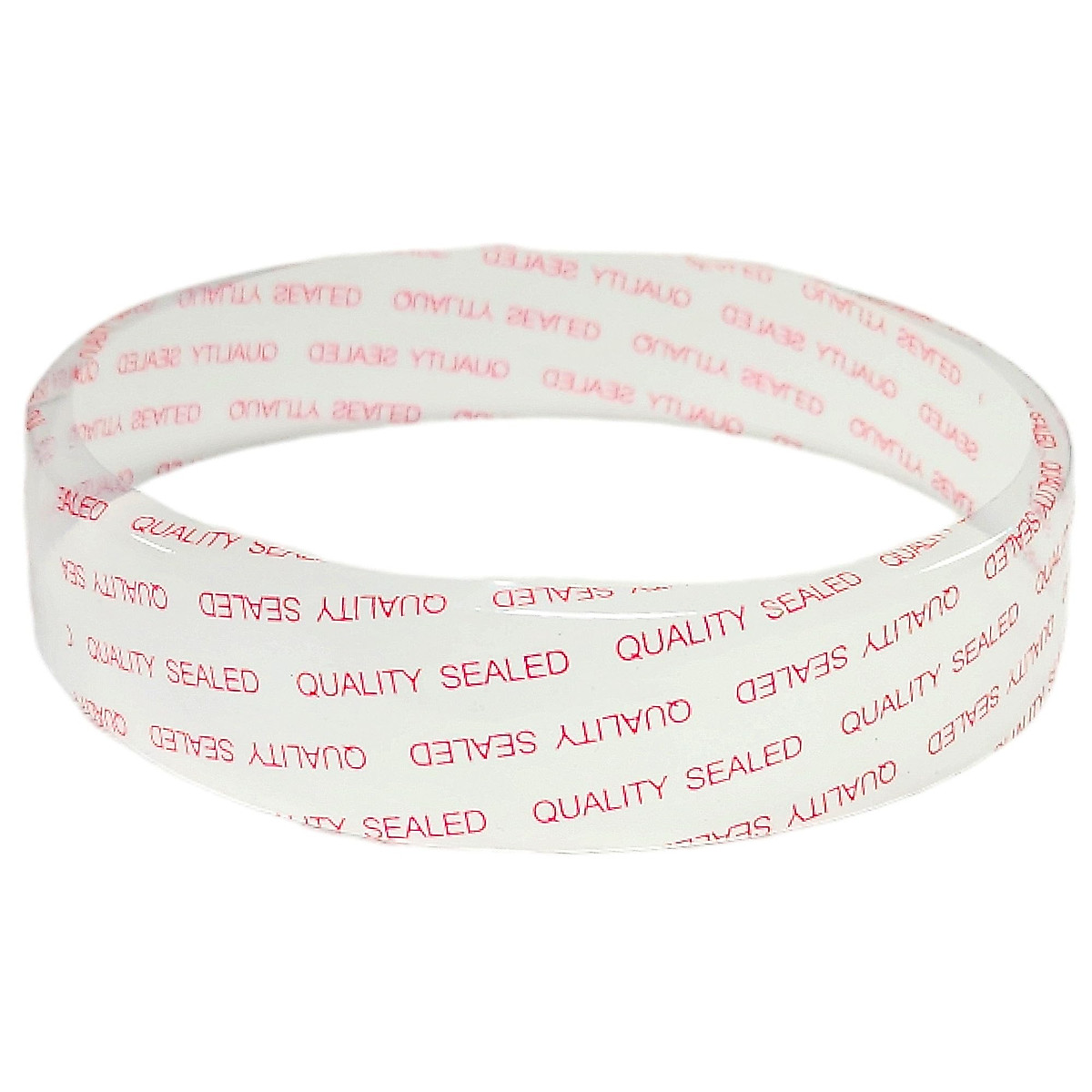 PACTOGO Clear with Red Safety Print Shrink Bands - Fits Round Plastic Soup/Deli Containers Sizes 8-32 Ounces (Pack of 250)
