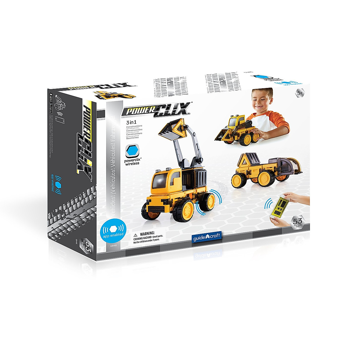 Guidecraft PowerClix Bluetooth Construction Vehicle Magnetic Building Set - STEM Educational Skills Building Toy for Kids