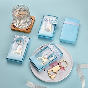 50 Pack Bottle Opener Baby Shower Favors,Souvenirs,Decoration Supplies, Footprint Keychain Bottle Opener Birthday Party Favor Wedding Bridal Shower Party Favor for Guests (Blue, 50)