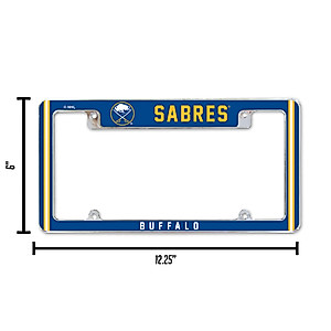 Rico Industries NHL Buffalo Sabres Classic 12" x 6" Chrome All Over Automotive License Plate Frame for Car/Truck/SUV