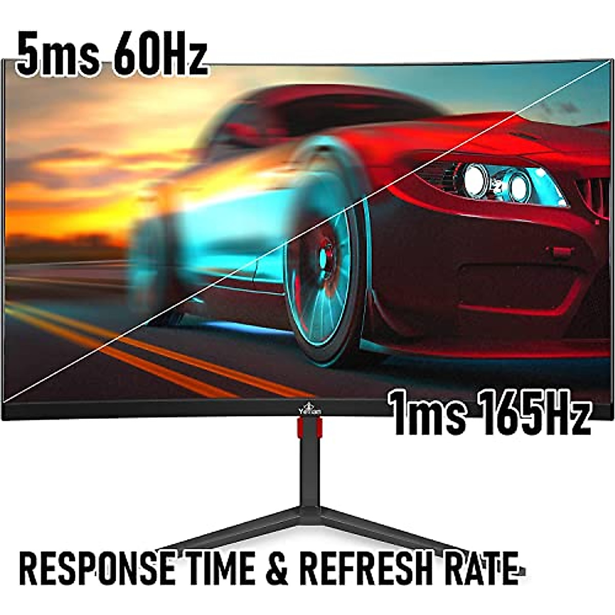 YEYIAN Sigurd 3001 27” Curved PC Gaming Frameless LED Multistand Monitor, 1080P HD, 165Hz, 1ms, 3000:1, 16:9, 178°, 16.7M Colors, G-Sync, FreeSync, DP/DVI/HDMI, Speaker, Tilt/Height/Pivot Adjustable