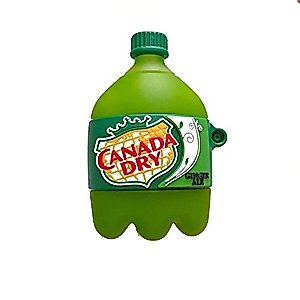 Ultra Thick Soft Silicone Case for Apple AirPods Pro 2019 Generation with Keychain Hook Ginger Ale Green Bottle 3D Cartoon Food Shaped Cute Lovely Fun Funny Unique Creative Cool Kids Girls