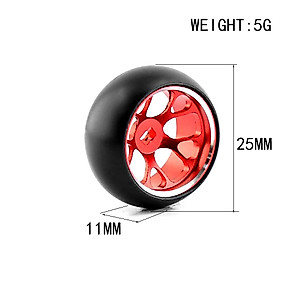 BrewJa Hard Plastic Drift Tire Tyres Metal Wheel Rim Compatible with Wltoys 284131 K969 K989 Kyosho Mini-Z 1/28 RC Car Upgrades Parts (Color : Silver)