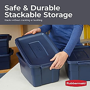 Rubbermaid Roughneck Storage Totes 3 Gallons, Durable Stackable Containers, Great for Off-Season Items, Small Storage Needs, and More, 6-Pack