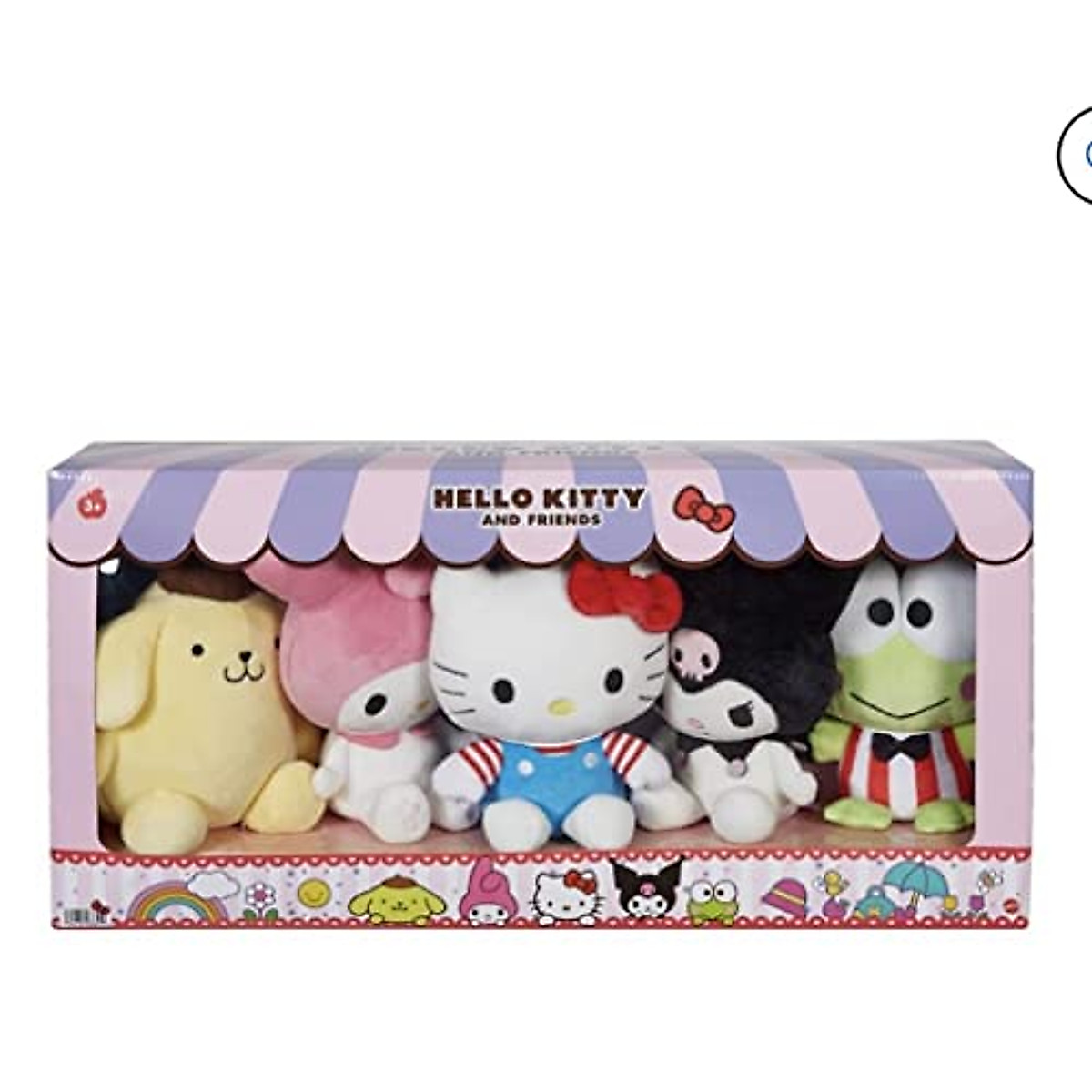 Hello Kitty and Friends 8" Collector's Set of 5 Plush Melody Kuromi Keroppi Pompompurin Stuffed Toy Soft Gift Pack