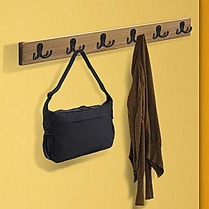 OUSHINAN 21 Pieces Double Prong Robe Hook Rustic Hooks Retro Cloth Hanger Coat Hanger Wall Mounted Hook with 42 Pieces Screws (Black Color)