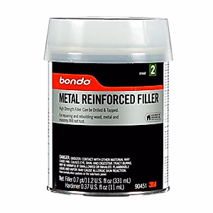 Bondo Metal Reinforced Filler - High Strength Filler, Can be Drilled and Tapped - Will Not Rust, 11.2 Fl oz with 0.37 oz Hardener