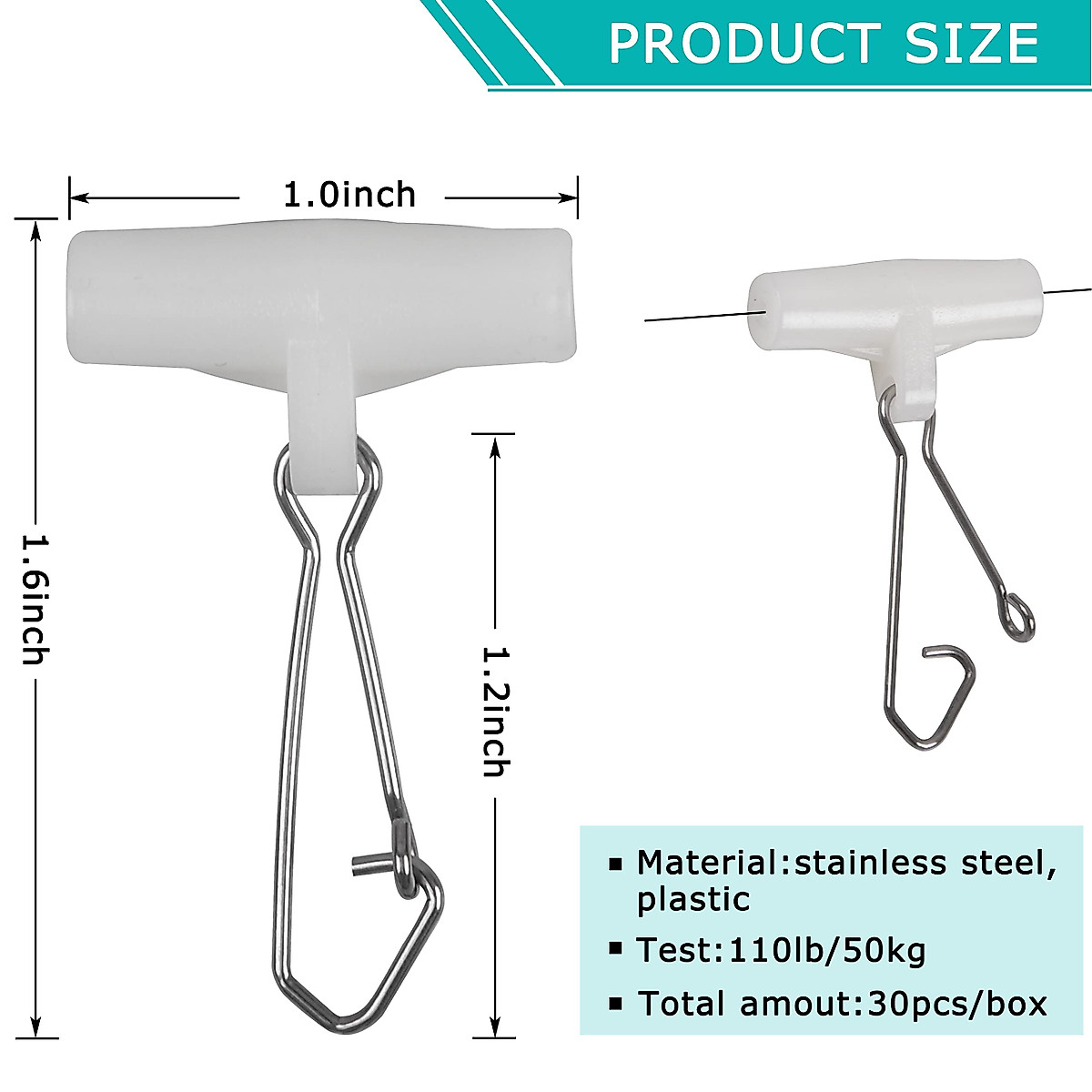 Fishing Line Sinker Slides with Duo Lock Snaps High Strength Sinker Slider Swivel Snap Saltwater Sinker Weights Connector Fishing Tackle Kit