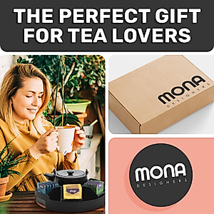 Mona Magnetic Tea Bag Organizer - Set of 6 Individual Tea Bag Holders for The Refrigerator, Counter or Kitchen Shelf. Stylish & Practical Space Saving Tea Organizer (Black)