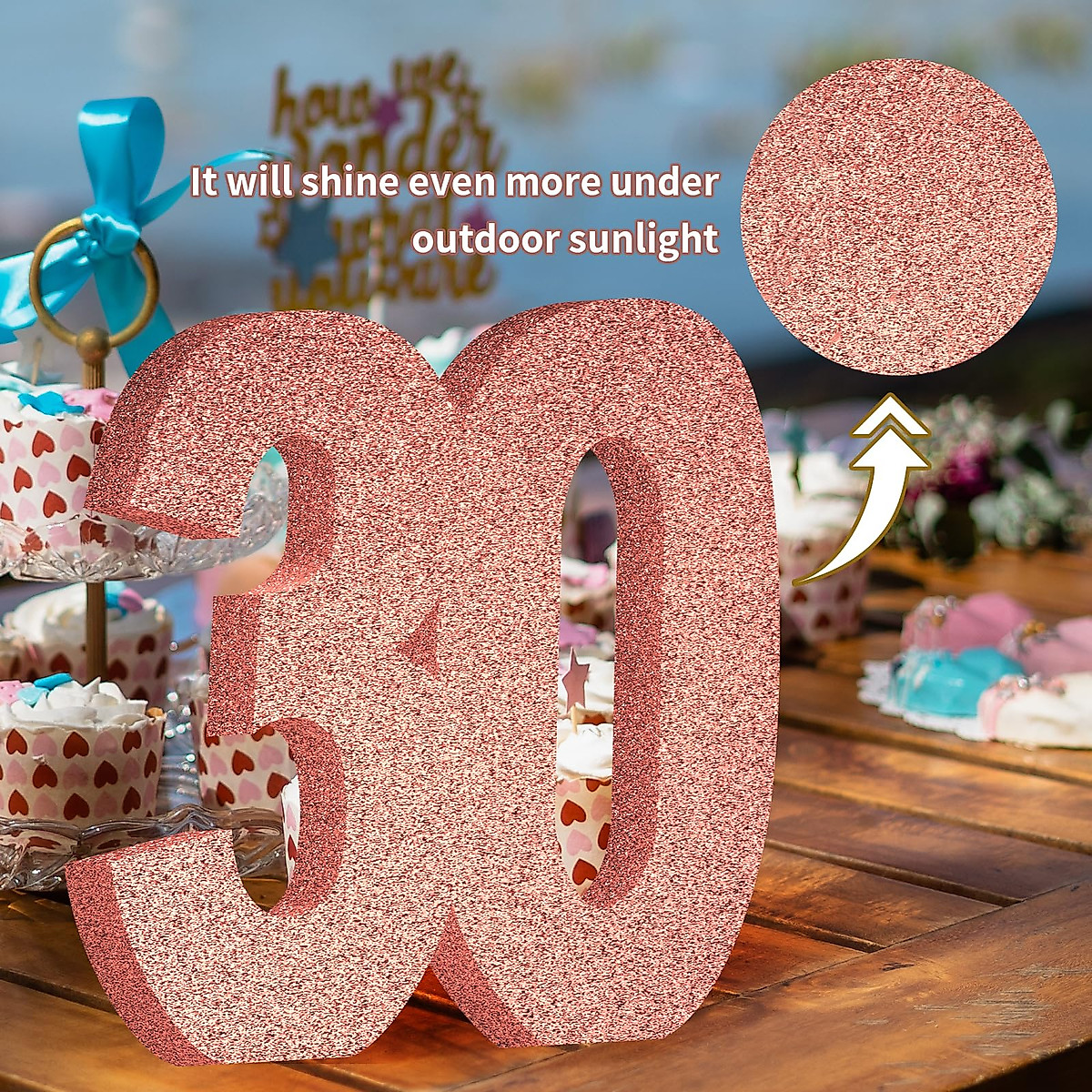 30th Birthday Decorations for Women,30th Anniversary Decorations,Rose Gold Glitter 30th Birthday Party Centerpieces for Table Decorations,30 Table Topper Decor