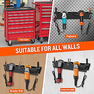 Birstlye Angle Grinder Holder,2 Bay Angle Grinder Rack Wall Mount Bracket, Angle Grinder Storage Rack With Screws & Screw Caps for Cutters Polishers Angle Grinders