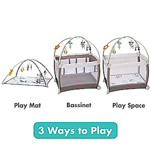 Tiny Love 6-in-1 Here I Grow Deluxe Playard, 6 Mode Baby Playpen: with Bassinet, Playmat, Toy Arch, Changer, and Travel Bag, Magical Tales